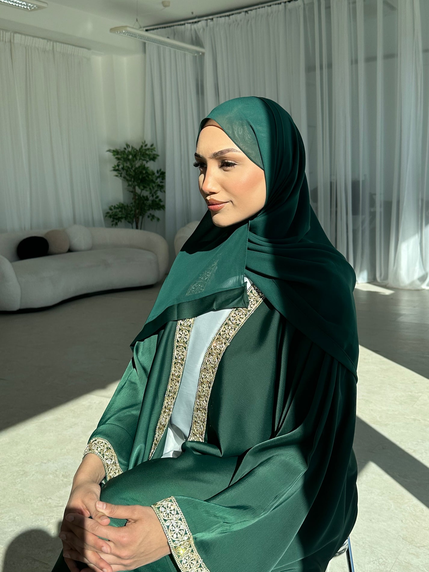Emerald Green Luxury Lace Open Abaya LIMITED EDITION DROP – modesty living