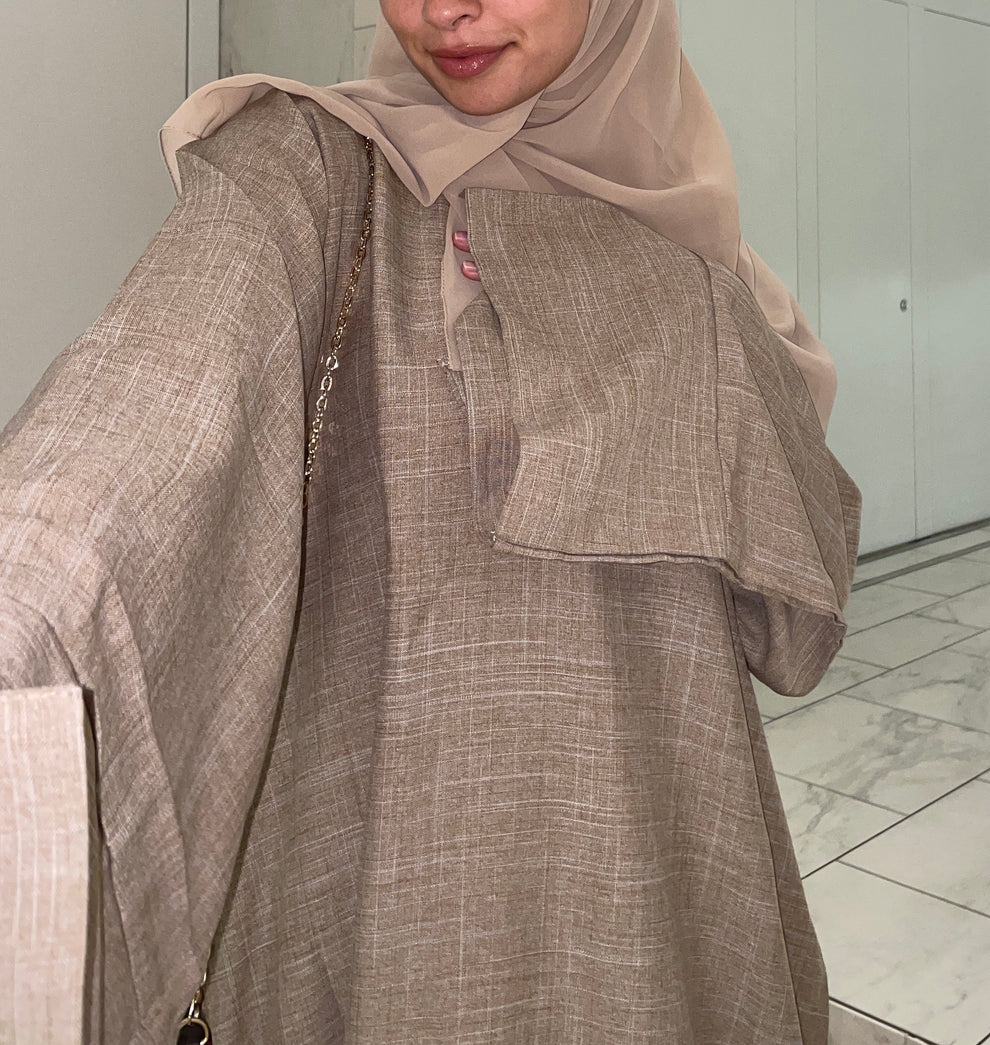 Closed Linen Abaya with slit sleeve – modesty living