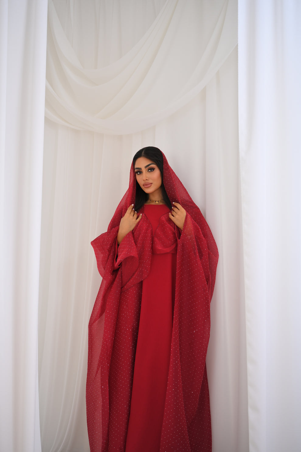 Emirati gems abaya set with inner slip dress – modesty living