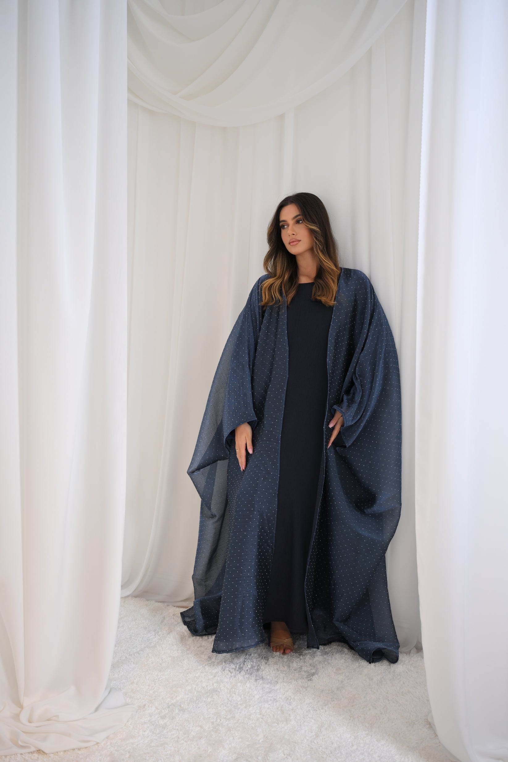 Emirati gems abaya set with inner slip dress – modesty living